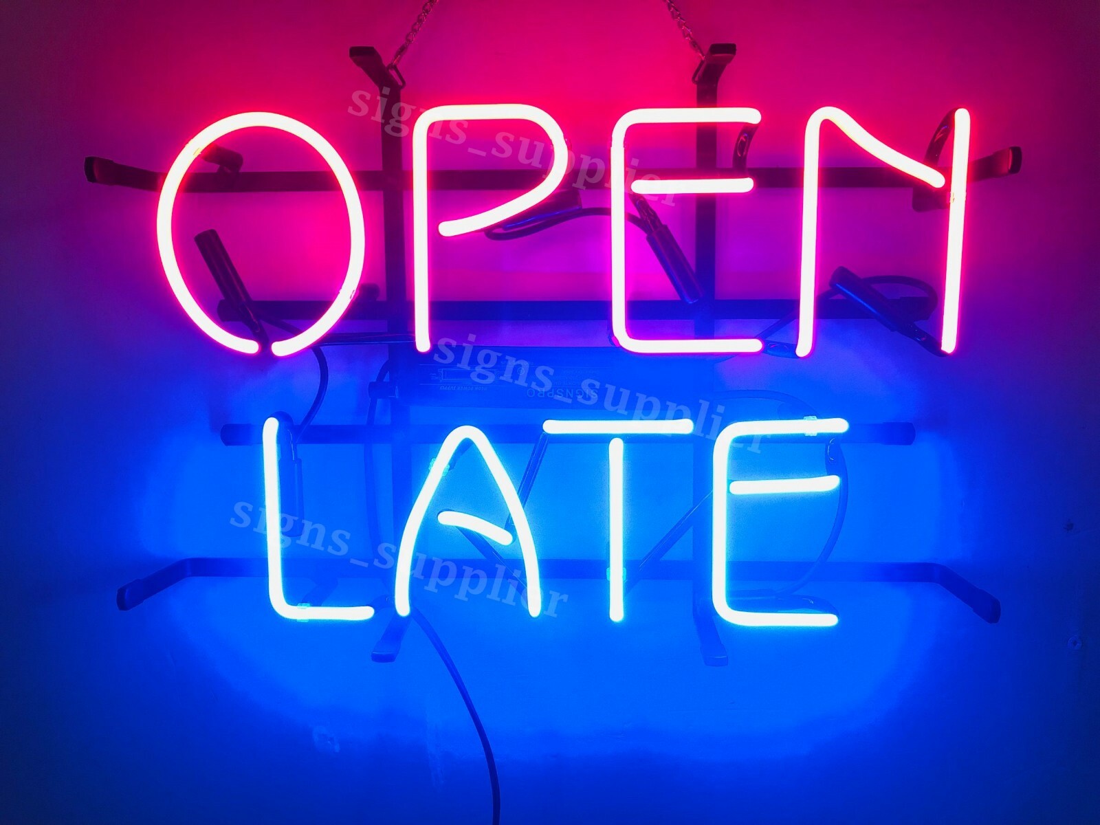 New Open Late Neon Light Sign 14"x10" Beer Cave Gift Real Glass Artwork ...