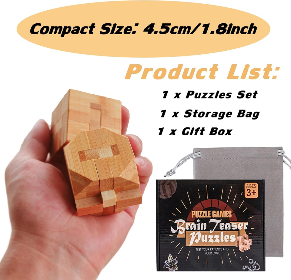 Set Da 12 Rompicapo Legno, Giochi Rompicapo Gioco Intelligenza ...