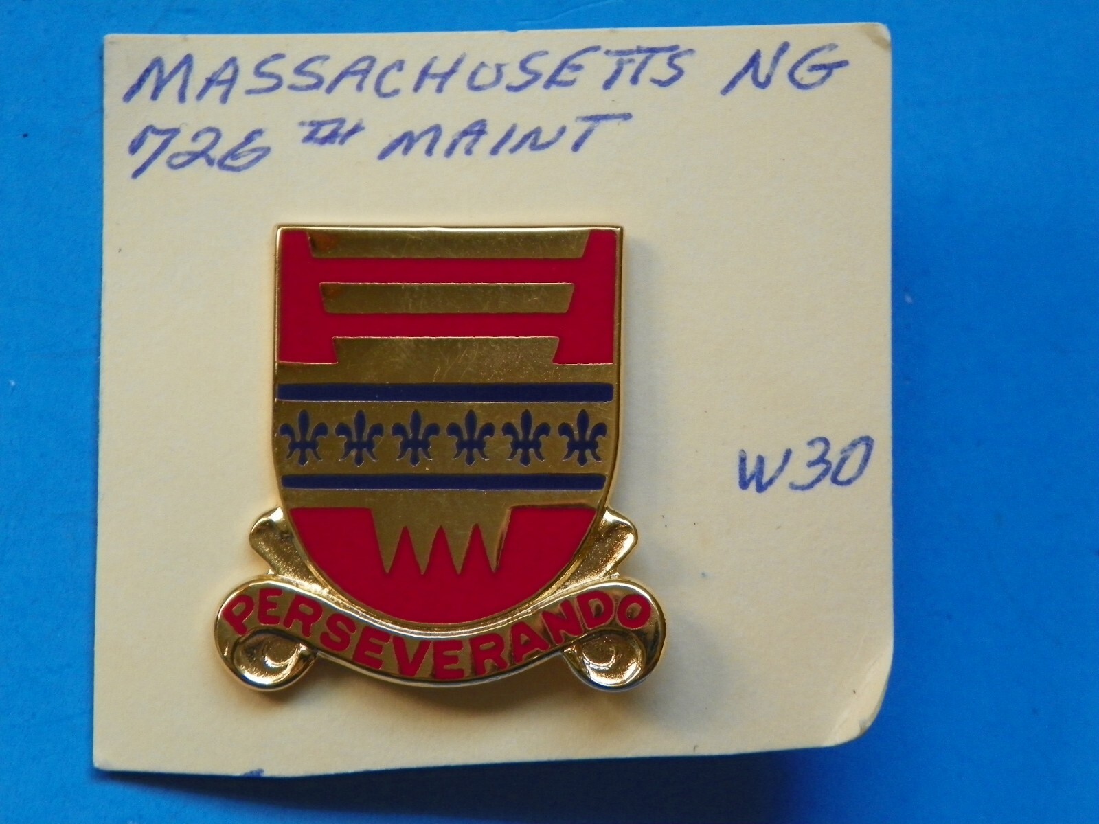 ORIGINAL MASSACHUSETTS NATIONAL GUARD 726TH MAINTENANCE CREST-MAKER ...