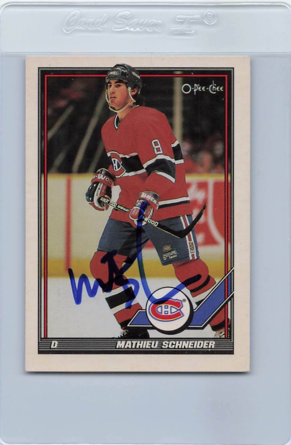 1991/92 O-Pee-Chee #392 Mathieu Schneider Canadiens Signed Auto *G616 ...