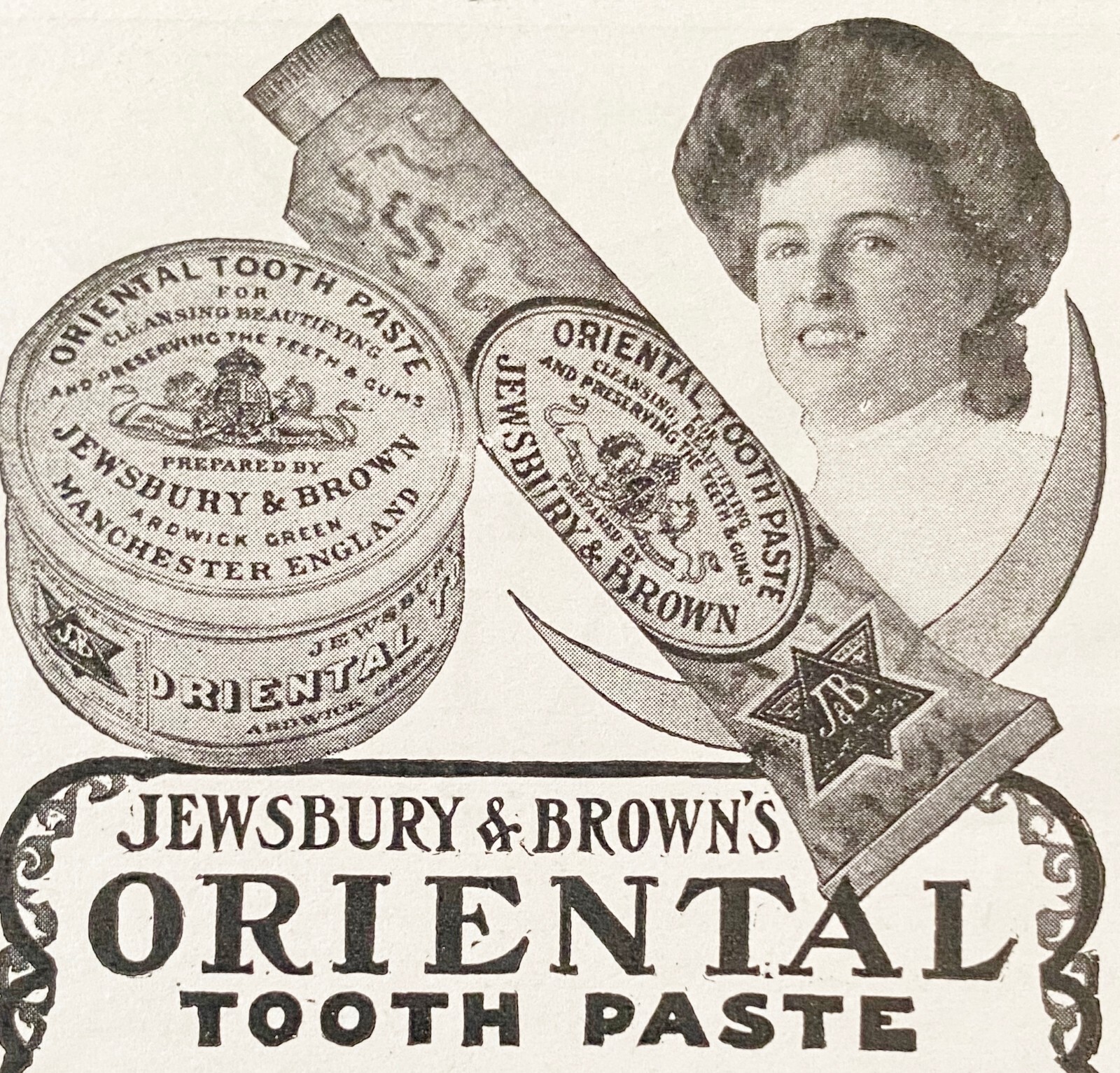 1906 JEWSBURY&BROWN'S Oriental Tooth Paste Vtg Dentifrice Print Ad ...