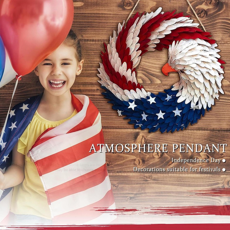 Handmade Wooden American Flag Bald Eagle Wreath Memorial Day 4th Of ...