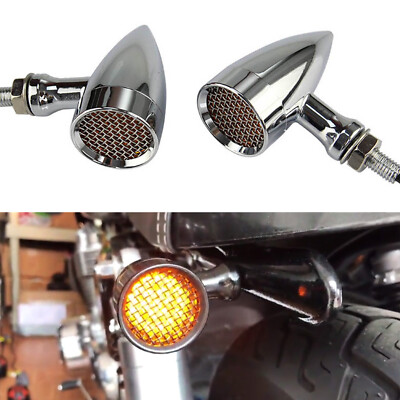 4X Chrome Motorcycle Bullet LED Turn Signal Light Blinker For Harley ...
