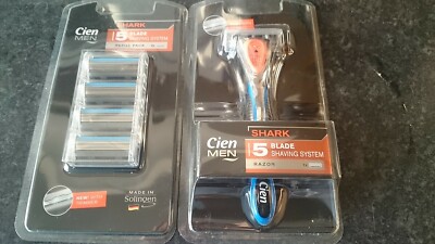Cien Shark Mens 5 Shaving razor PLUS Replacement Cartridges | eBay