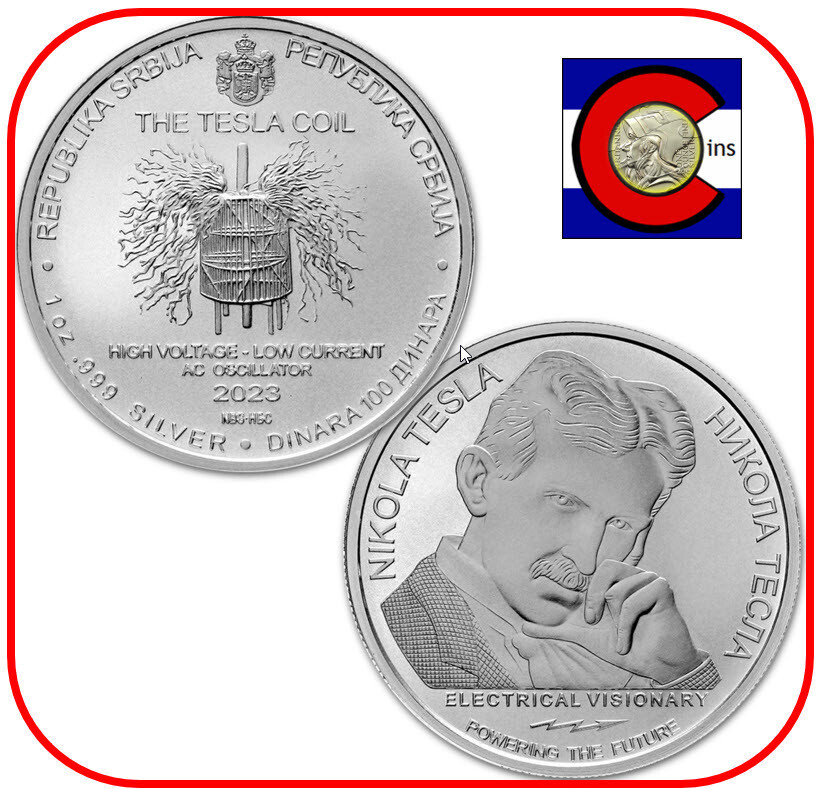 2023 Serbia Tesla Coil BU 1 oz Silver Coin in capsule | eBay
