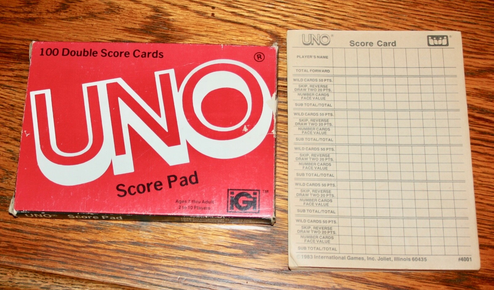 Uno Double-Sided Score Pad 100 Score Sheets Vintage in original box | eBay