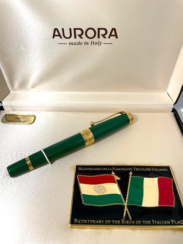 Aurora Italian Flag Fountain Pen Green Nib 18K M | eBay