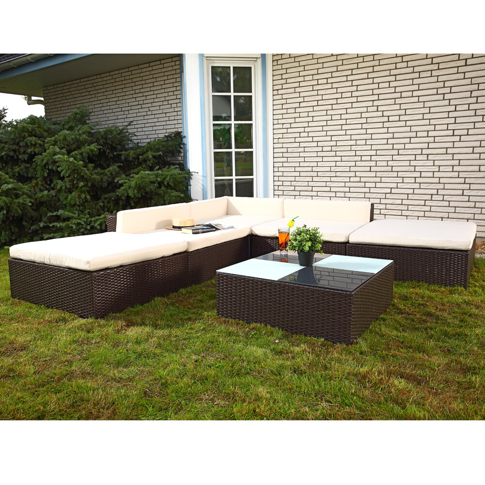 Lounge Sitzgruppe Sitzgarnitur Rattan Polyrattan Set Sofa Rattanmöbel ...