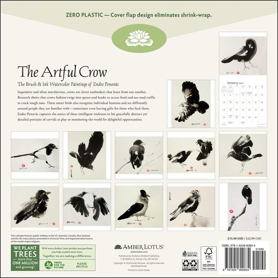 THE ARTFUL CROW - 2025 WALL CALENDAR - BRAND NEW - 890834 | eBay