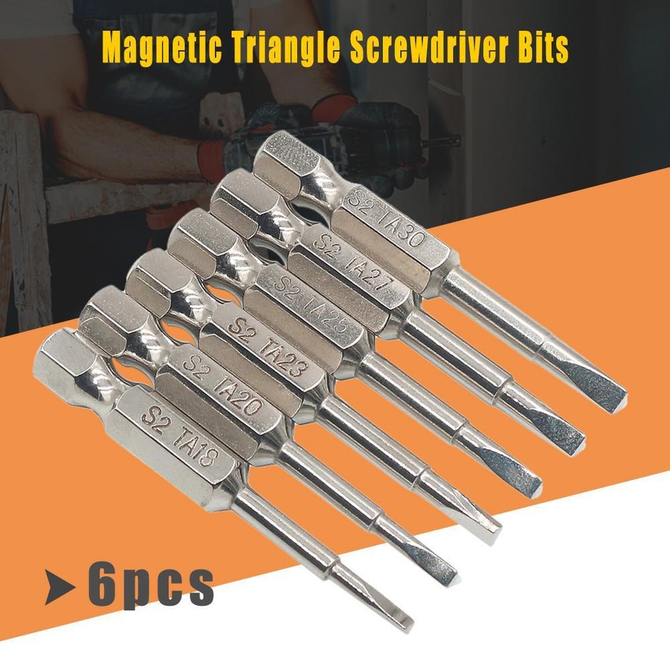 6pcs Triangle Screwdriver Bits S2 Steel 1/4 inch Hex Shank Screwdriver ...