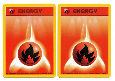 Pokemon Cards (x2): Fire Energy SHADOWLESS & SHADOW 98/102 Base Set! PL ...
