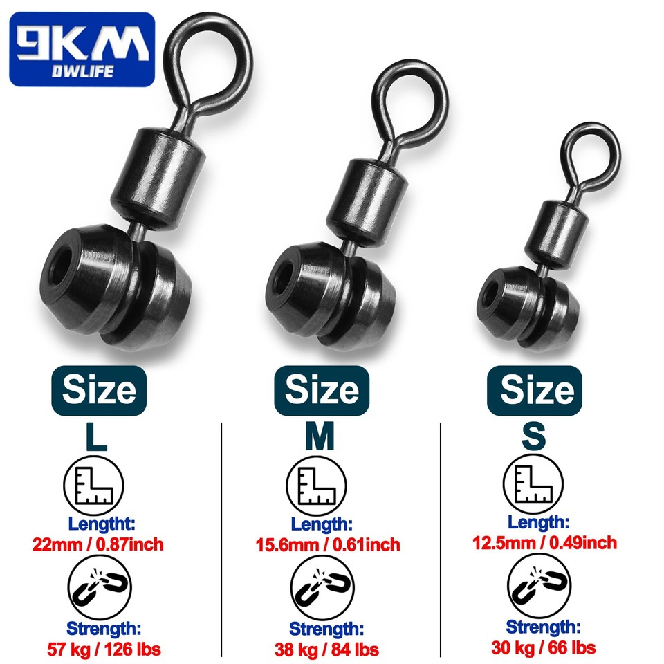 20~50Pcs Heavy-Duty Rolling T Swivels 3 Way Swivel Rigs Fishing Tackle ...