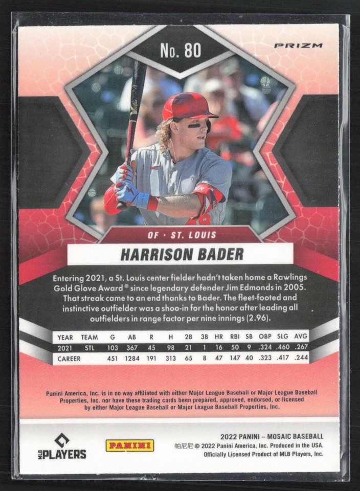 2022 Panini Mosaic #80 Harrison Bader Blue Camo Mosaic | eBay