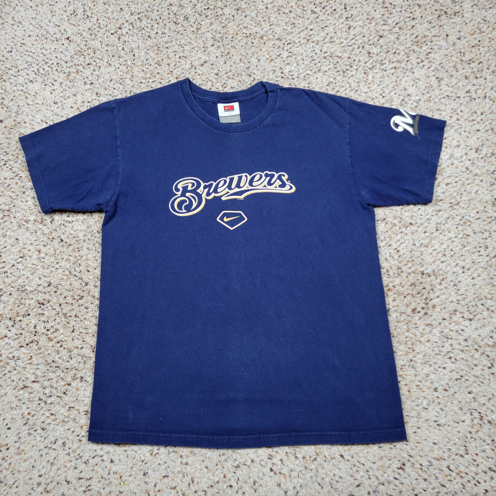 Milwaukee Brewers Shirt Mens Small Blue Baseball Tee MLB Nike Swoosh ...