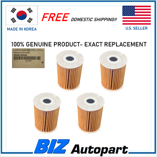 GENUINE ! 4PC OIL FILTER SERVICE KIT FOR 14-23 HYUNDAI KIA GENESIS ...