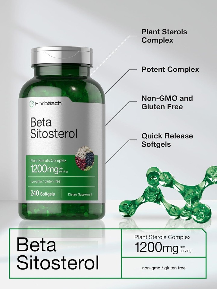 Beta Sitosterol | 1200mg | 240 Softgel | Plant Sterols Complex | by ...