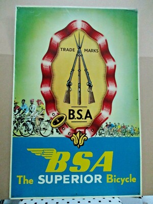 Original Vintage BSA Bicycle Sign 28" metalic advertising shop NOS ...