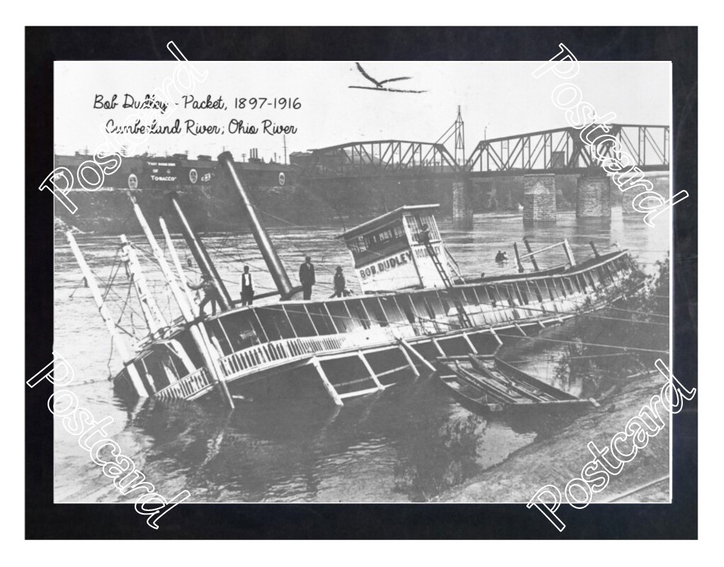 Historic Bob Dudley - Packet, 1897 Cumberland River Steamboat Postcard ...