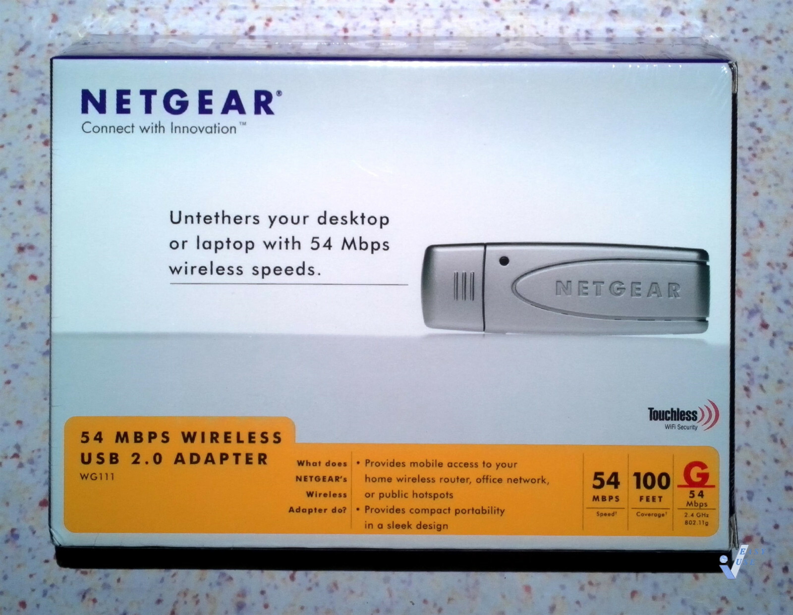Netgear WLAN USB-Stick 54 Mbps 2.4 Ghz 802.11b/g USB 2.0 + 1.1 WPA-PSK ...