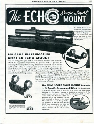 1948 Print Ad of Echo Rifle Scope Sight Mount Big Game Sharpshooting | eBay