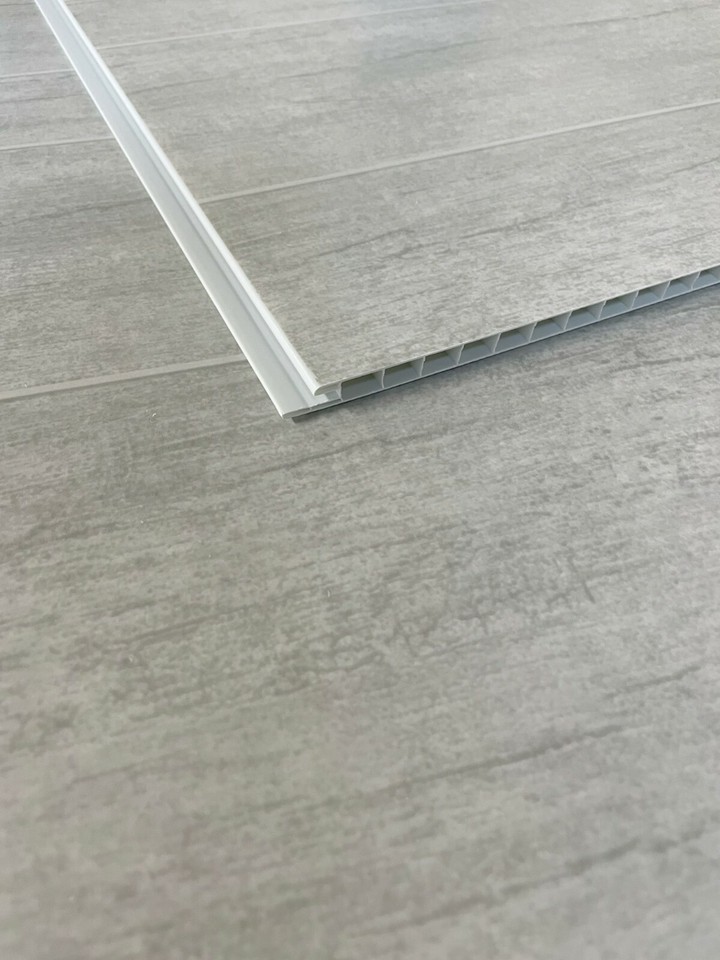 Multi Grey Large Tile Effect Wall Panels PVC Bathroom Cladding Shower ...