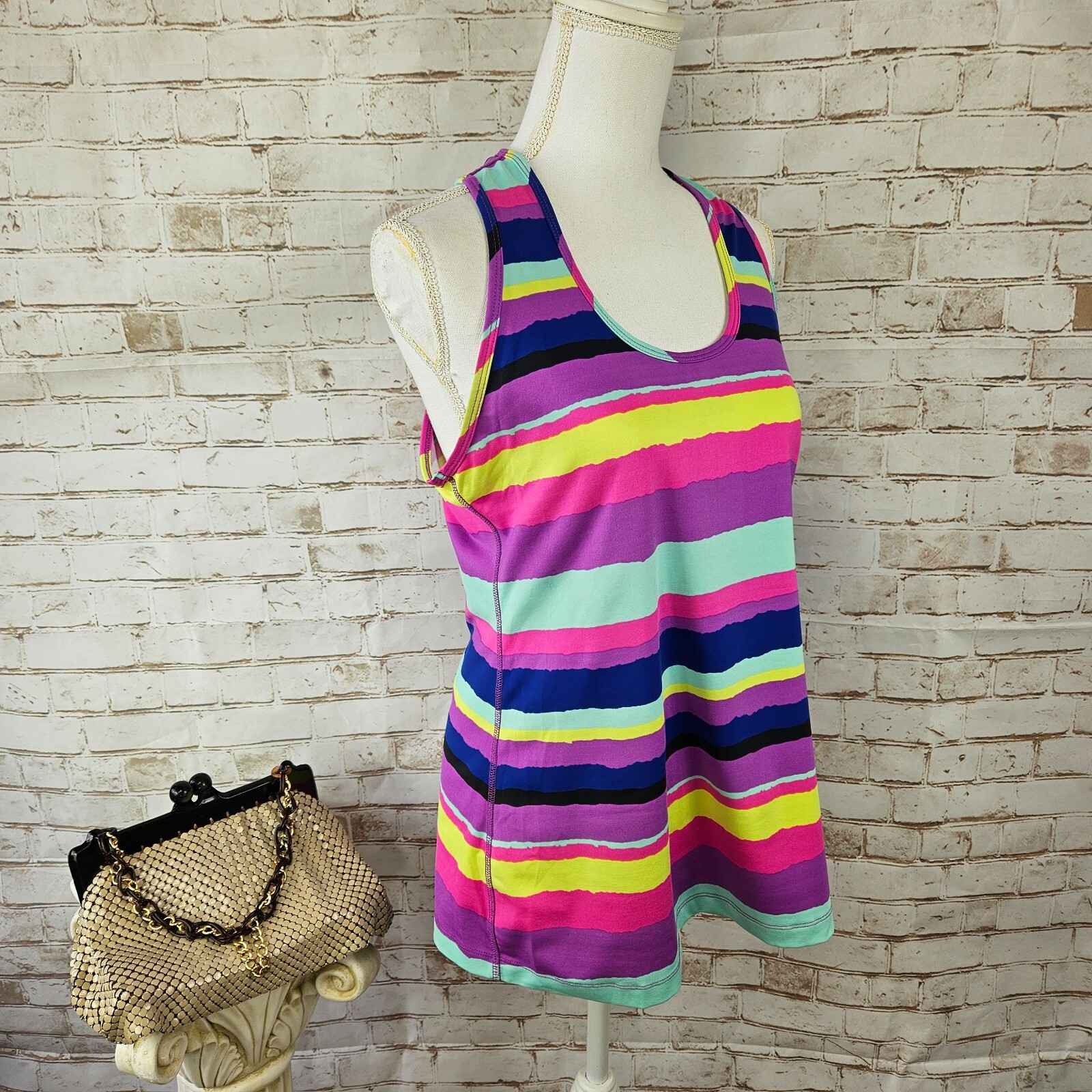 Lukka Size Large Multicolor Striped Racerback Tank Top Sleeveless ...