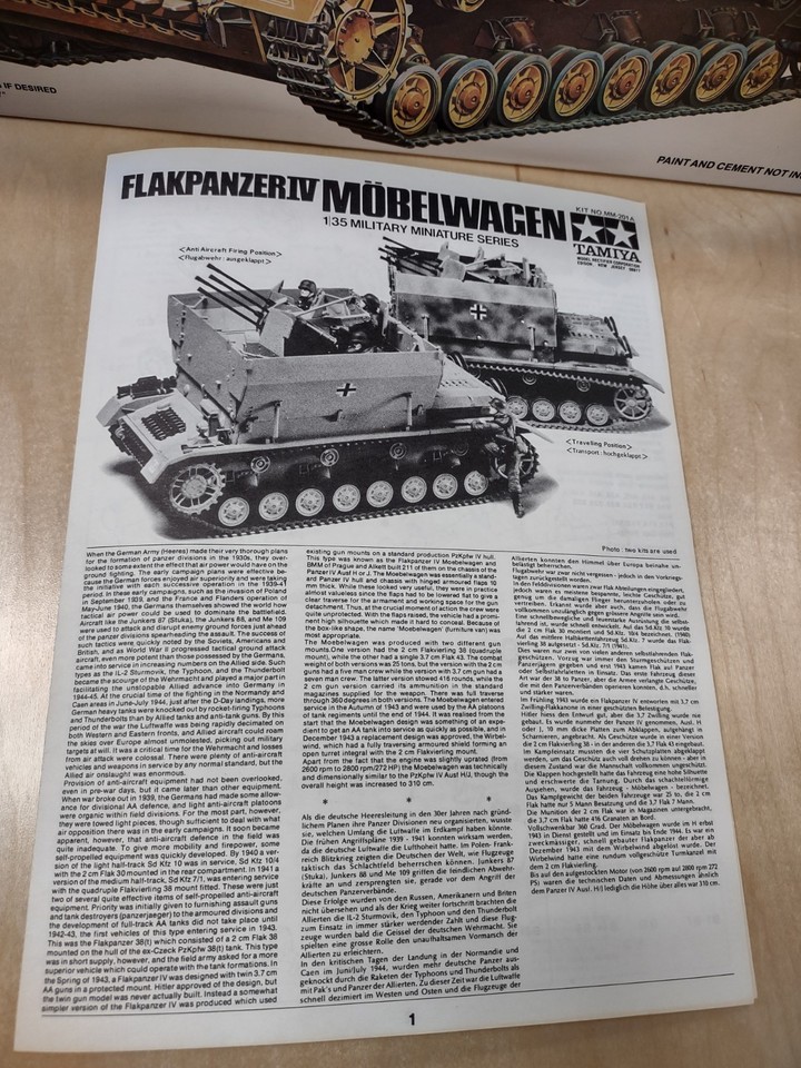Vintage Tamiya 1/35 German Flakpanzer IV Mobelwagen Kit Opened | eBay