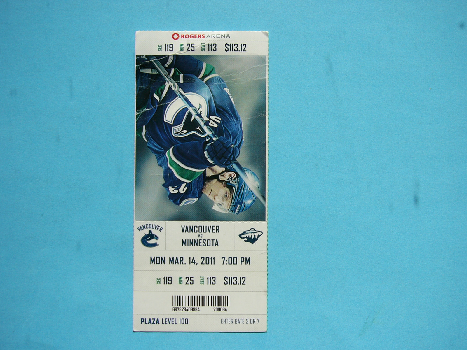 2010/11 VANCOUVER CANUCKS VS MINNESOTA WILD NHL HOCKEY TICKET STUB ALEX ...