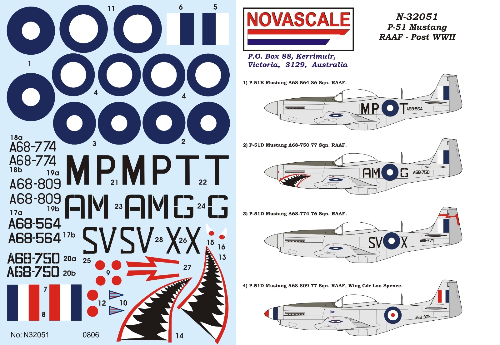 RAAF Decals P-51 Mustang Post-WWII 1/32 Scale N32051 | eBay