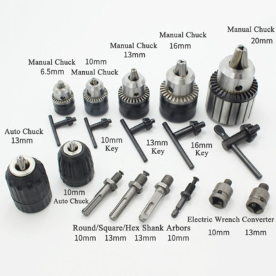 Drill Chuck Manual/Auto Chuck Round/Square/Hex Shank Arbors/Key/Wrench ...
