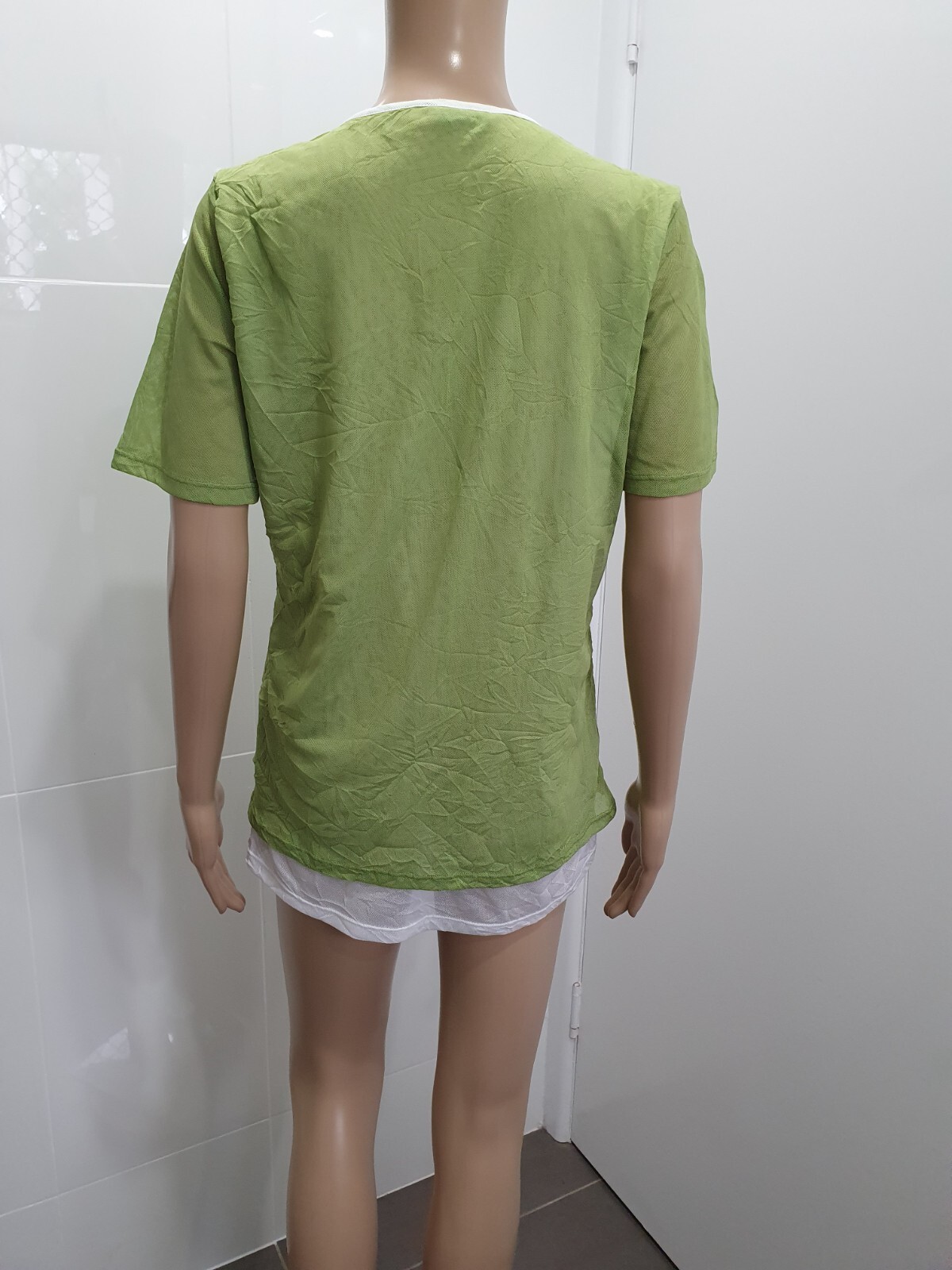 W.LANE TAG 8 GREEN WHITE LAYERED TOP | eBay