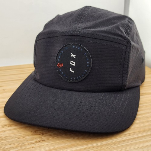 Fox Racing 5 Panel Hat, Black Cap, Pushing Dirt Patch, Nylon Shell ...