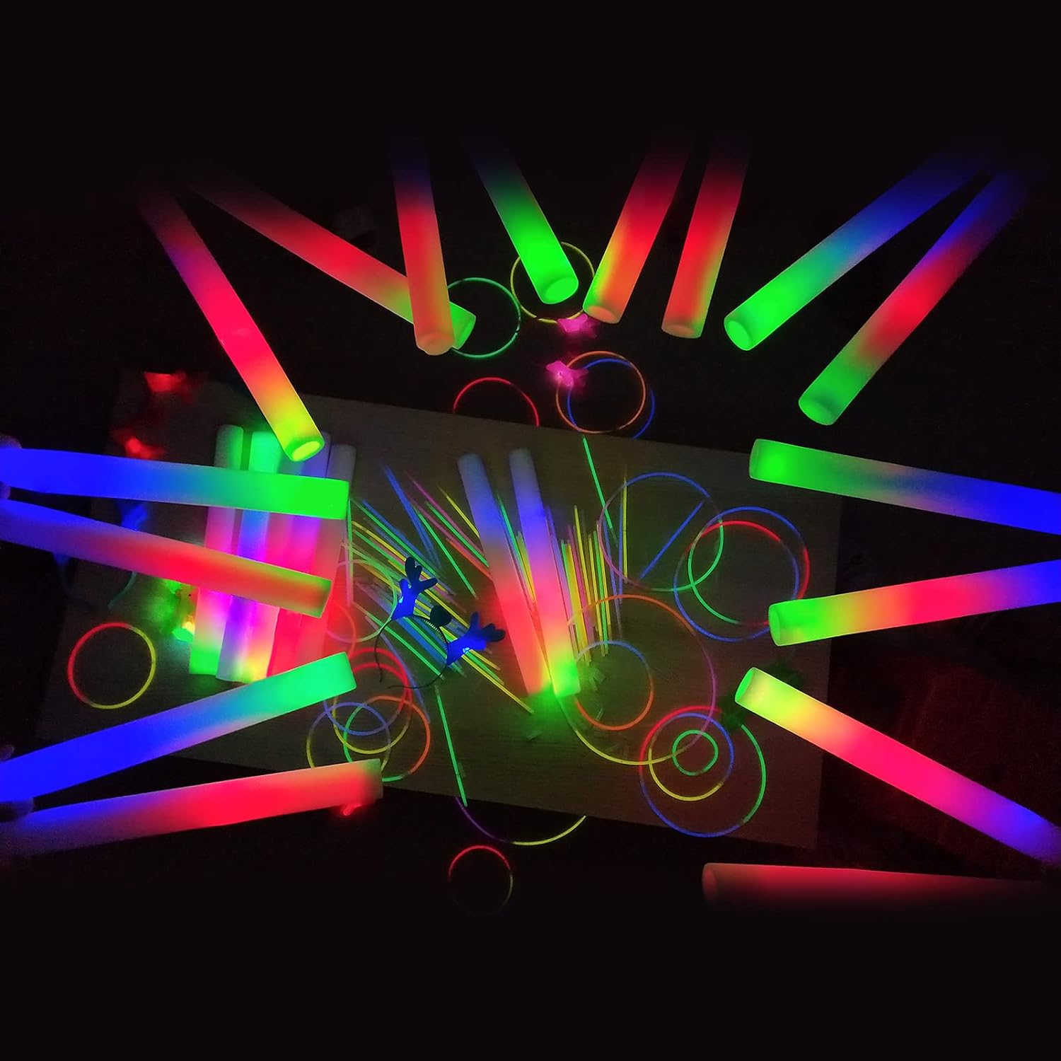 36 Pcs LED Foam Glow Sticks Colorful Flashing Glow Batons Party Wedding ...