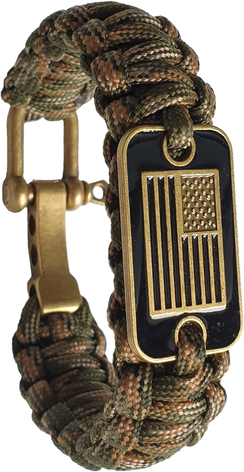 Paracord Bracelet - Tactical Survival Bracelet for Men with Bronze USA ...