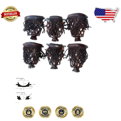 Elegant Cherry Leather Pool Table Pockets Set with Fringe - Durable and ...