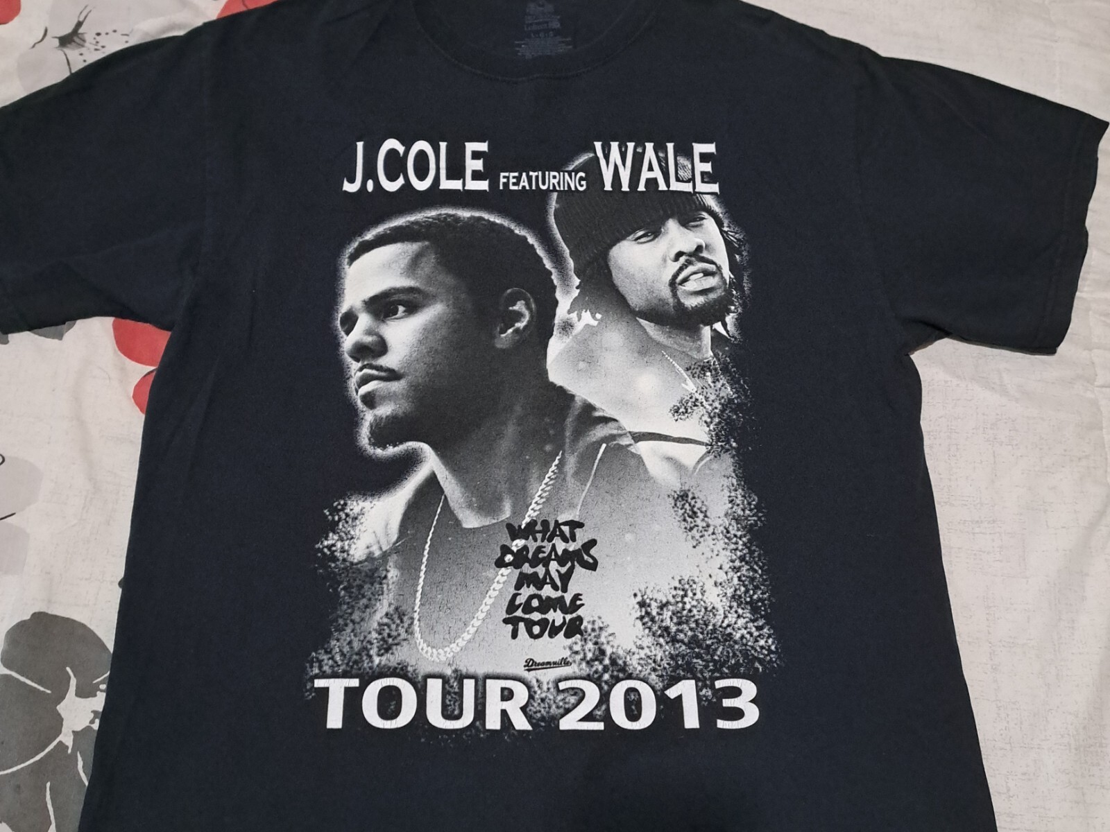 J Cole Wale Tour 2013 What Dreams May Come Black T Shirt Size L LARGE ...