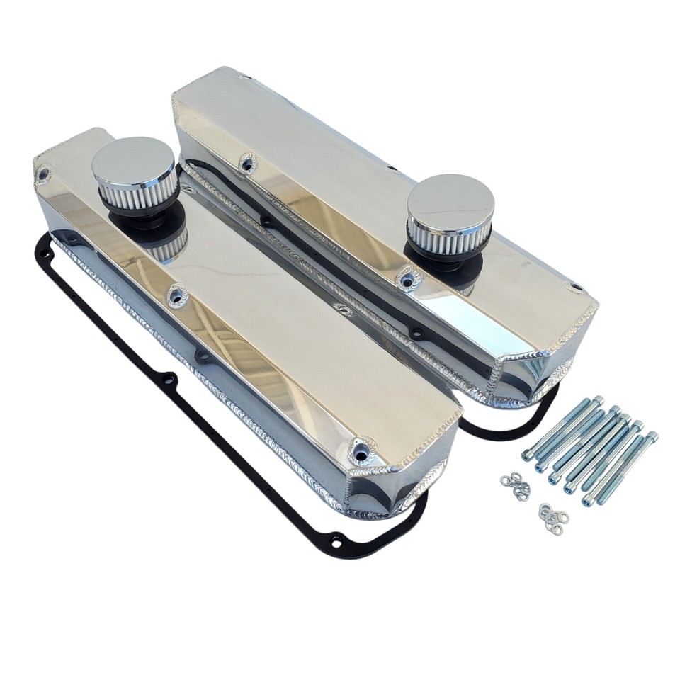 Fits Small Block Mopar Fabricated Polished Aluminum Valve Covers Dodge ...