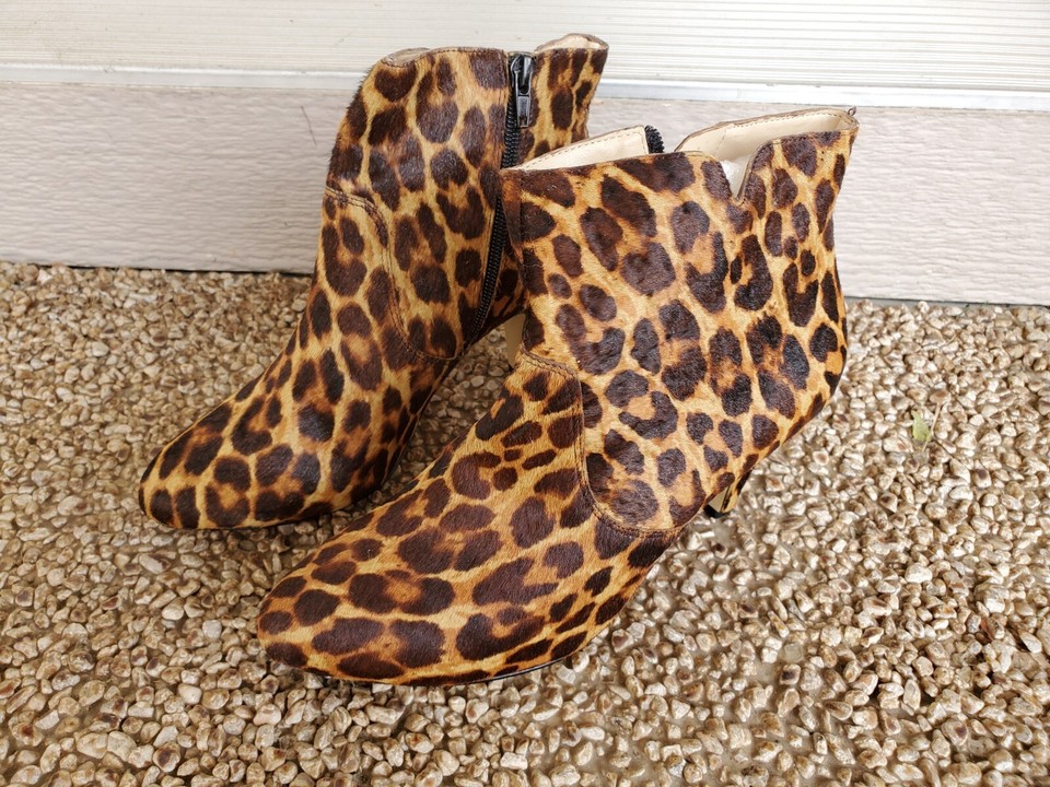 SEXY Pretty INC Hannah Leopard Boots Booties Size 7.5M, real fur dyed ...