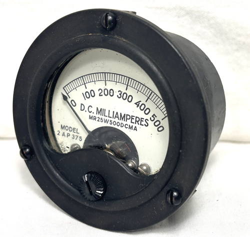 Vintage DC MilliAmp Meter Model 2AP 375 0-500 Test Ham Electronics ...