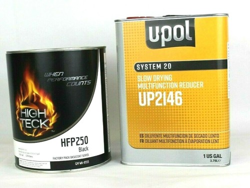 Black Basecoat Paint GM WA8555 HIGH TECK HFP250 & Slow Urethane Reducer ...