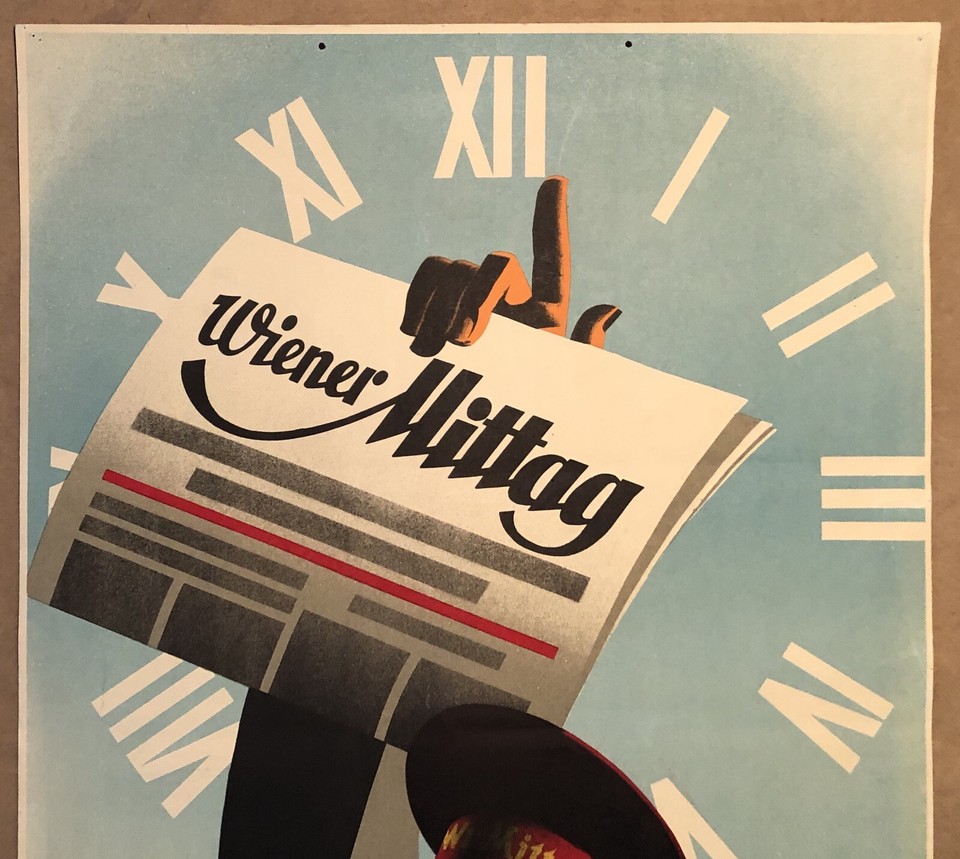 Original Vintage Poster WIENER MITTAG Vienna Newspaper Advertising Art ...