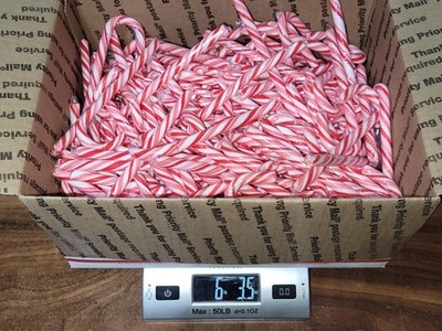 175 Full-Size Peppermint Candy Canes, Red & White, Individually Wrapped ...