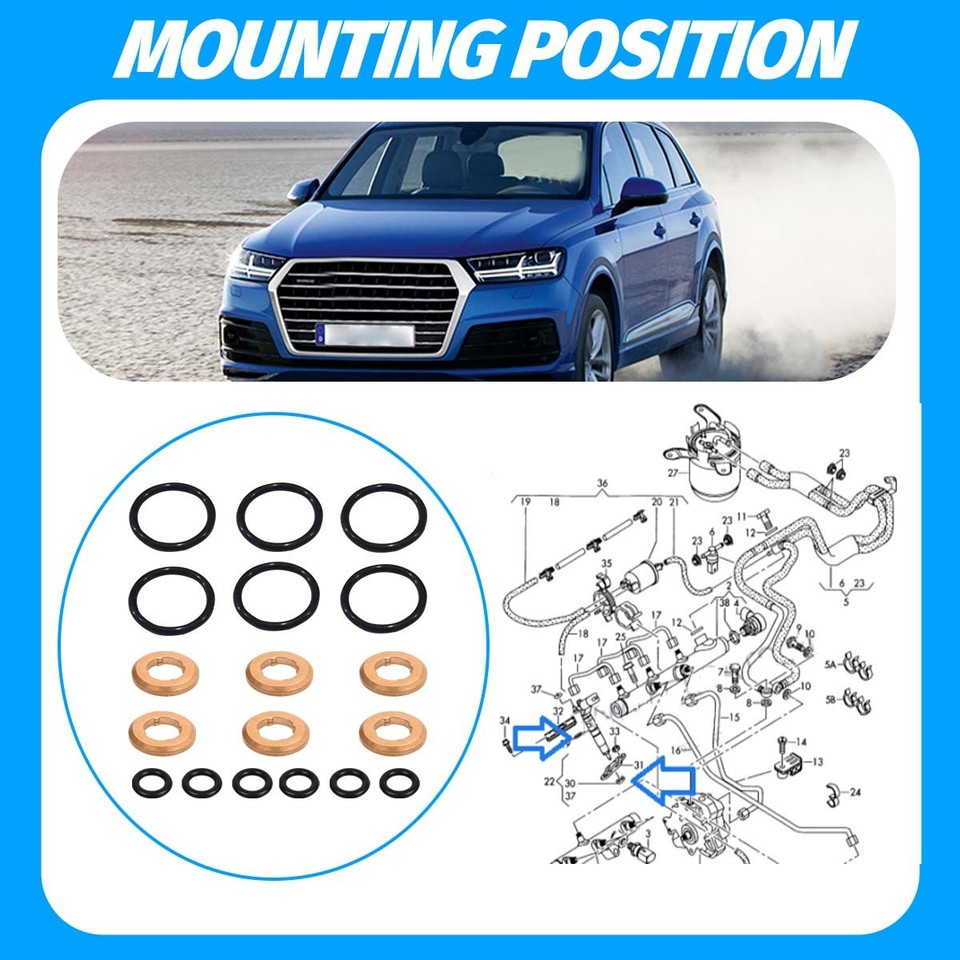 For VW 18pcs Diesel Injectors Seal + Washer Kit WHT000884，059130519 ...