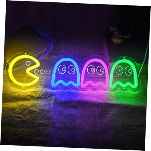 Neon Sign, Retro 3D Ghost Light, Pac Man and Ghosts Light, Retro Arcade ...