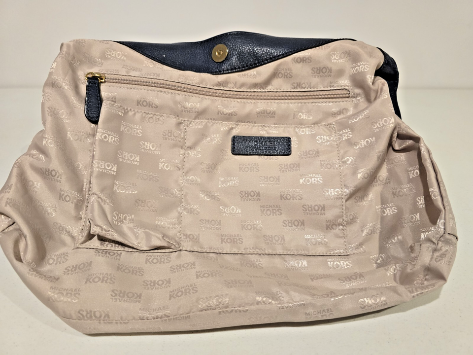 Michael Kors Austin Pebbled Leather Large Hobo Shoulder Bag Blue EUC | eBay