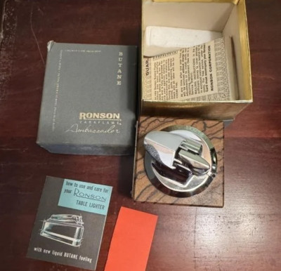 MID CENTURY MODERN RONSON Varaflame Ambassador Table Lighter with auto ...