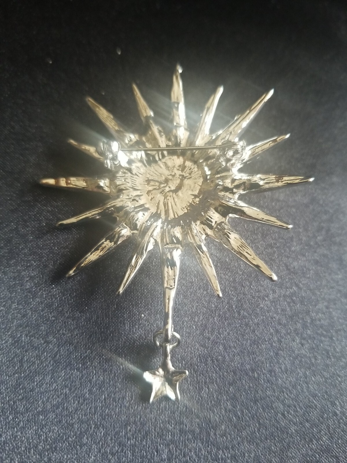 Victorian Style 16 Point Star BroochFaux Moonstone Ce… - Gem