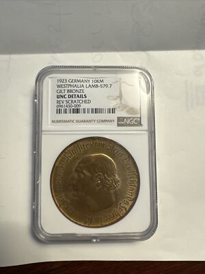 1923 Germany Westphalia 10000 Mark NGC UnC Detail | eBay