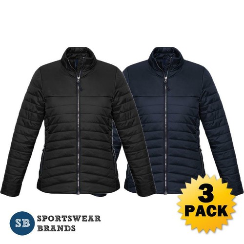 3 x Ladies Quilted Jacket Work Puffer Women Size XS S M L XL 2XL ...