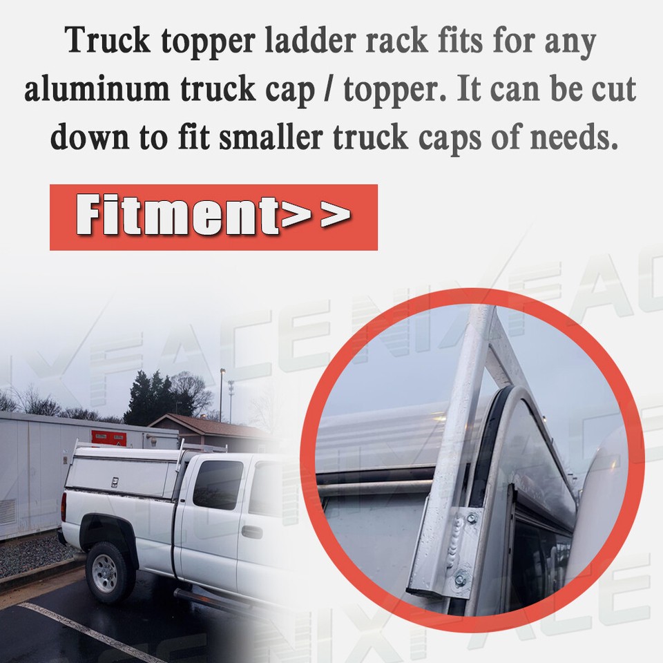 2PCS Truck Cap & Topper Ladder Rack Universal Aluminum Heavy Duty 400lb ...